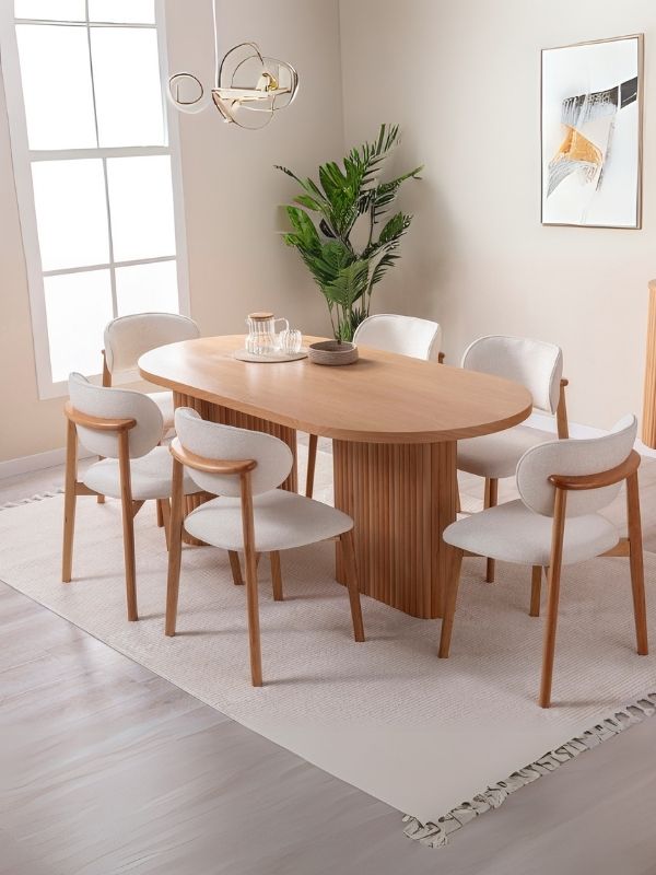 Calista Oval Ahşap Bohem Yemek Masası 90x180 — Gazzini